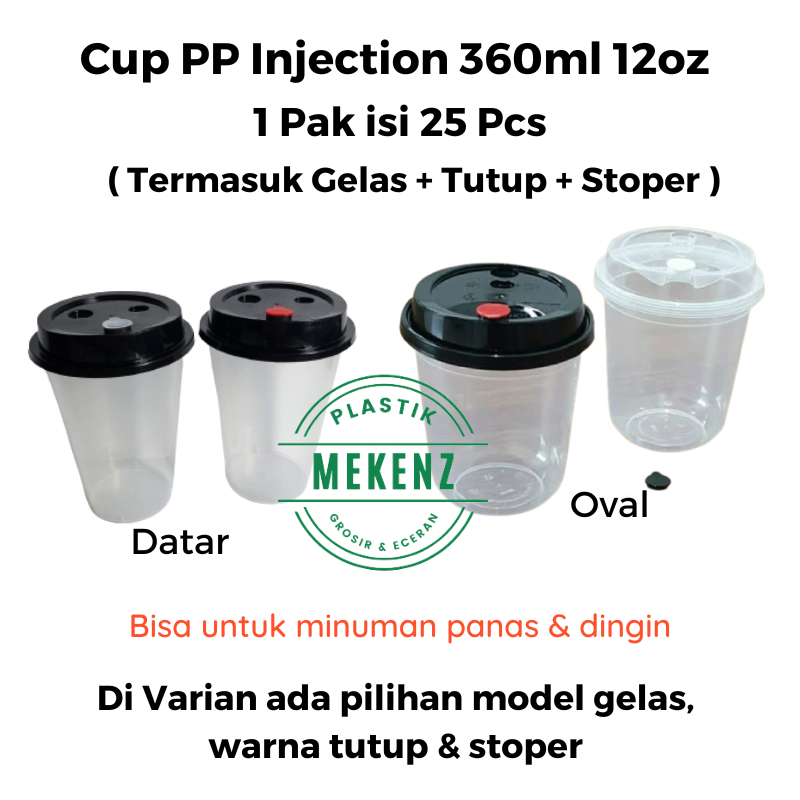 Jual Cup Pp Injection 12oz 360ml Isi 25 Pcs l Gelas Plastik Boba Cheese ...