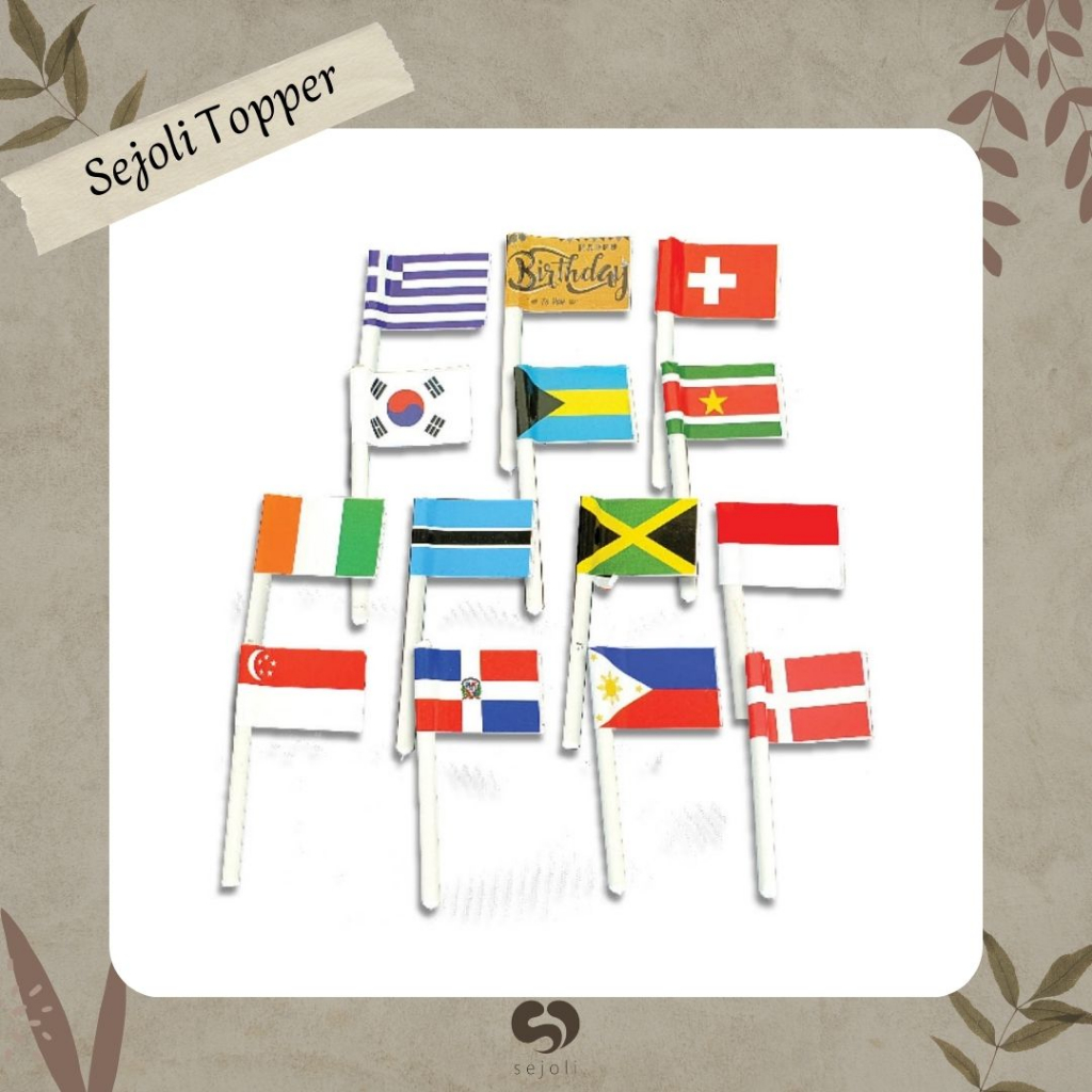 Jual Hiasan Kue / Cake Topper / Topper Kertas Bendera Negara | Shopee ...