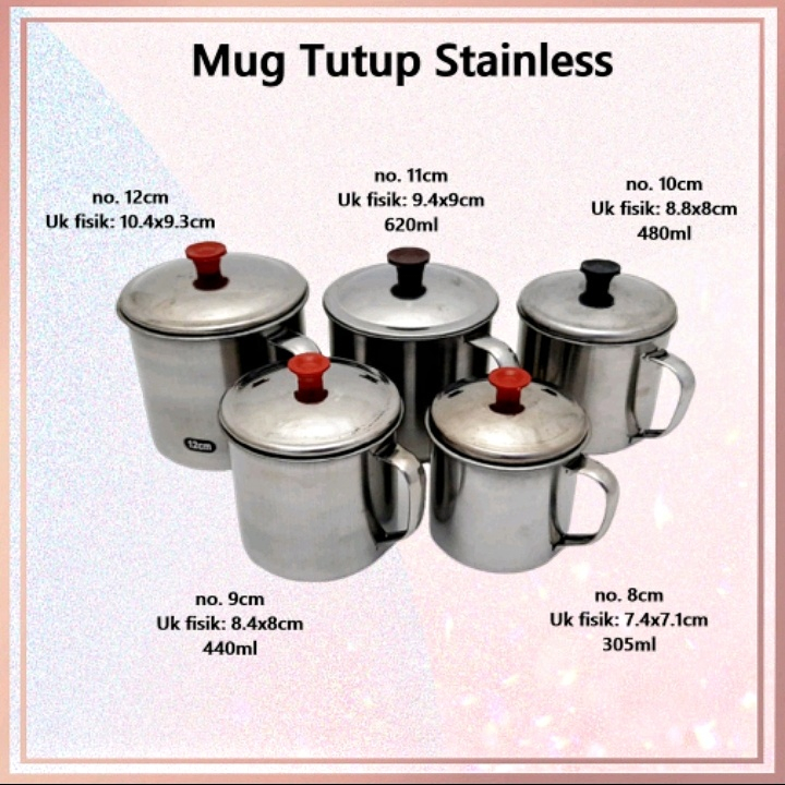 Jual Gelas Mug Stainless Gelas Cangkir Kopi + Tutup Teh Mug Rumah Murah ...
