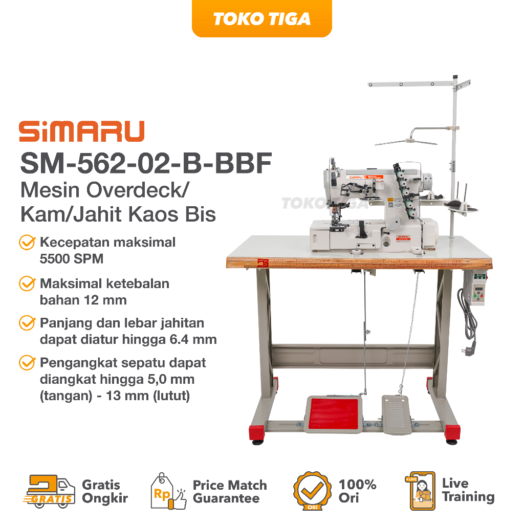 Jual Mesin Overdeck Bis SIMARU SM562-02D-BBF Interlock / Coverstitch ...