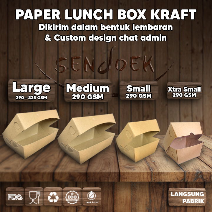 Jual LUNCH BOX PAPER COKLAT KRAFT ALL SIZE | KOTAK MAKAN TAKEAWAY POLOS | Shopee Indonesia