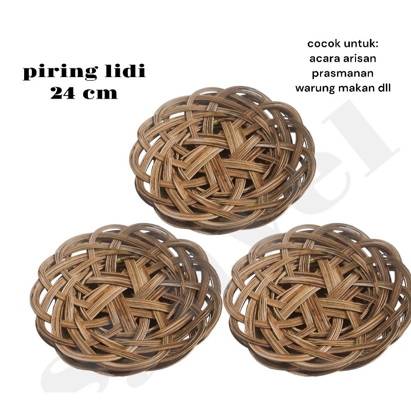 Jual piring lidi anyaman rotan 24 cm murah praktis per 10 pcs | Shopee ...