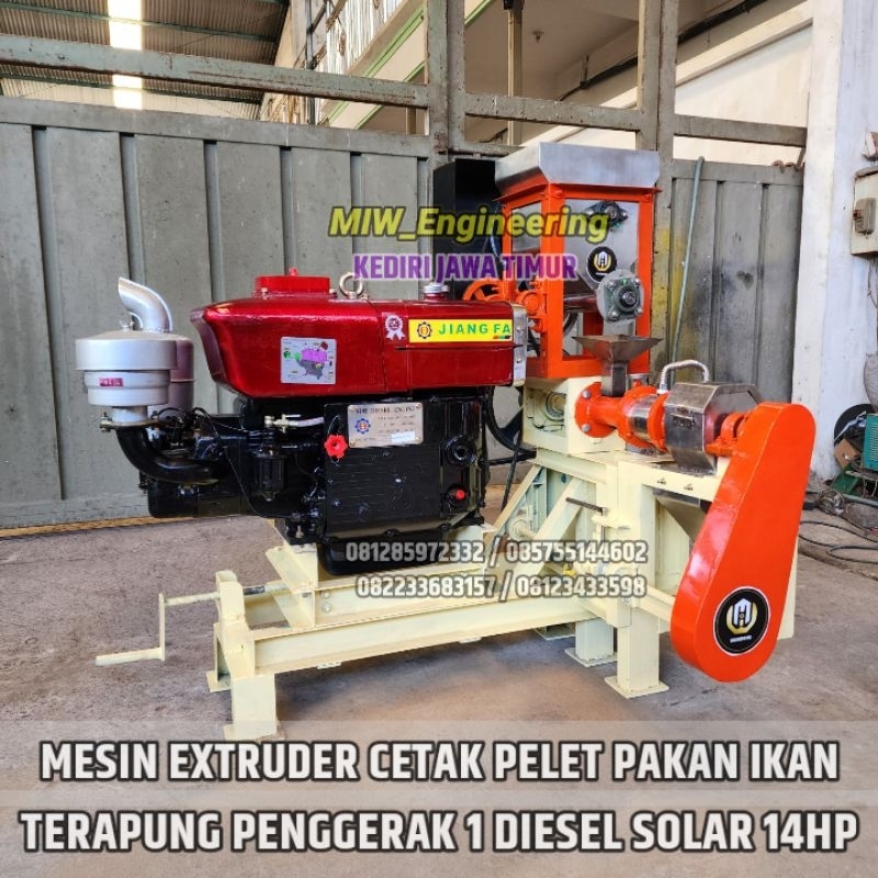 Jual Mesin Extruder Cetak Pelet Pakan Ikan Terapung Diesel Solar 14HP ...
