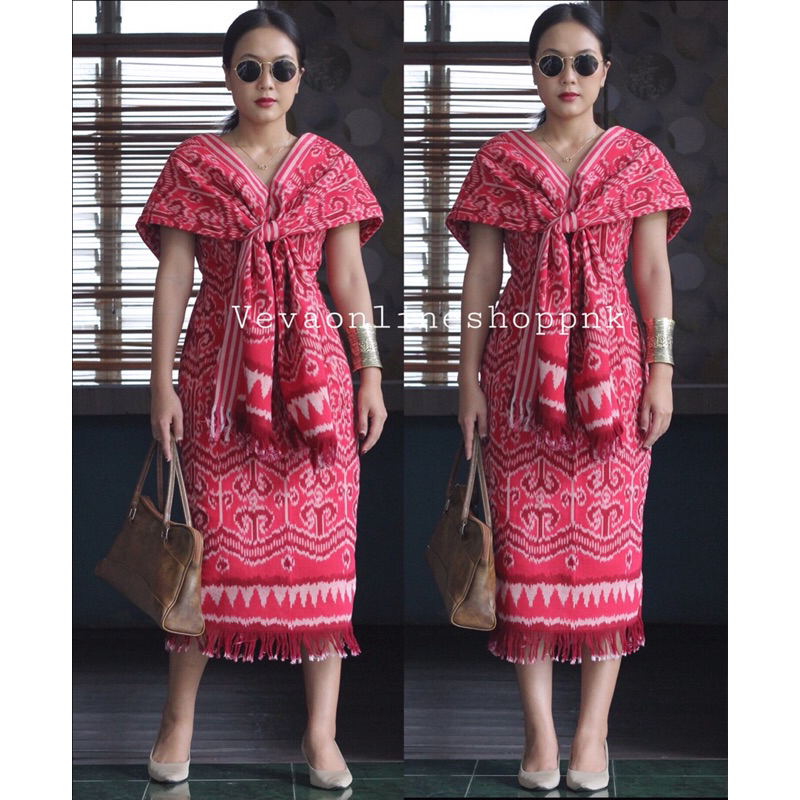 Jual Dress etnik tenun by vevaonlineshop model butterfly motif khas ...