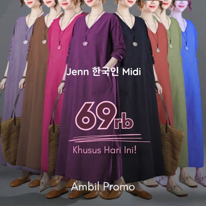 Jual JEN MIDI DRESS BAHAN CRINGKLE LD 130cm | Shopee Indonesia