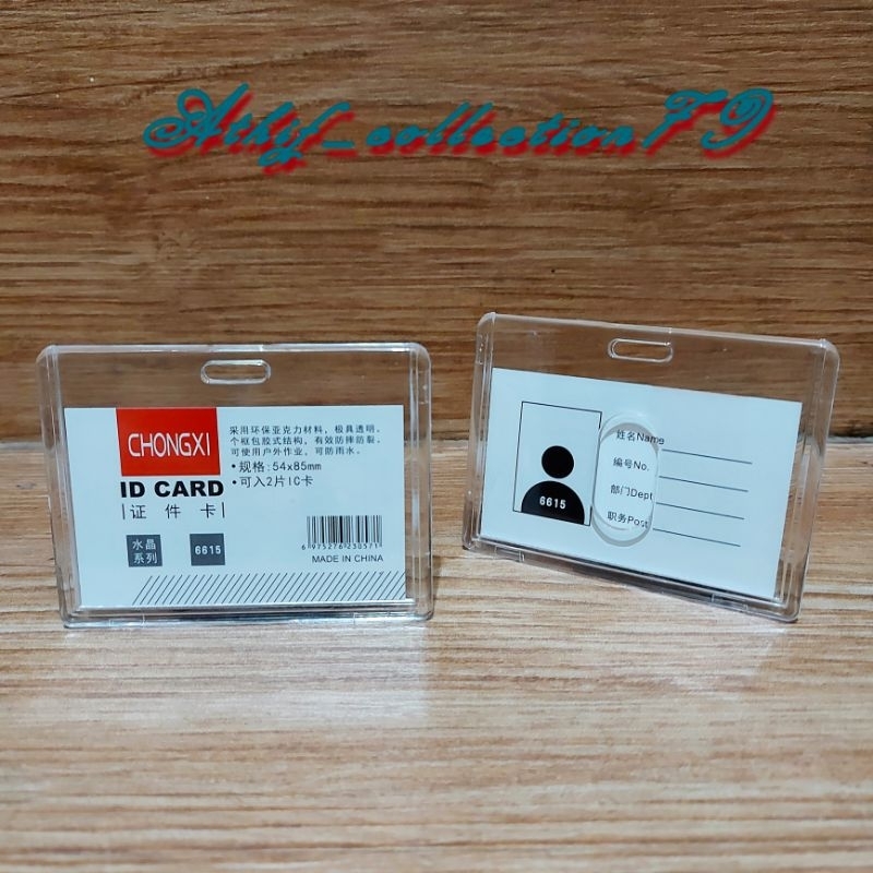 Jual Tempat Id Card Akrilik Transparan Holder Id Card 2 sisi Vertikal Horizontal | Shopee Indonesia