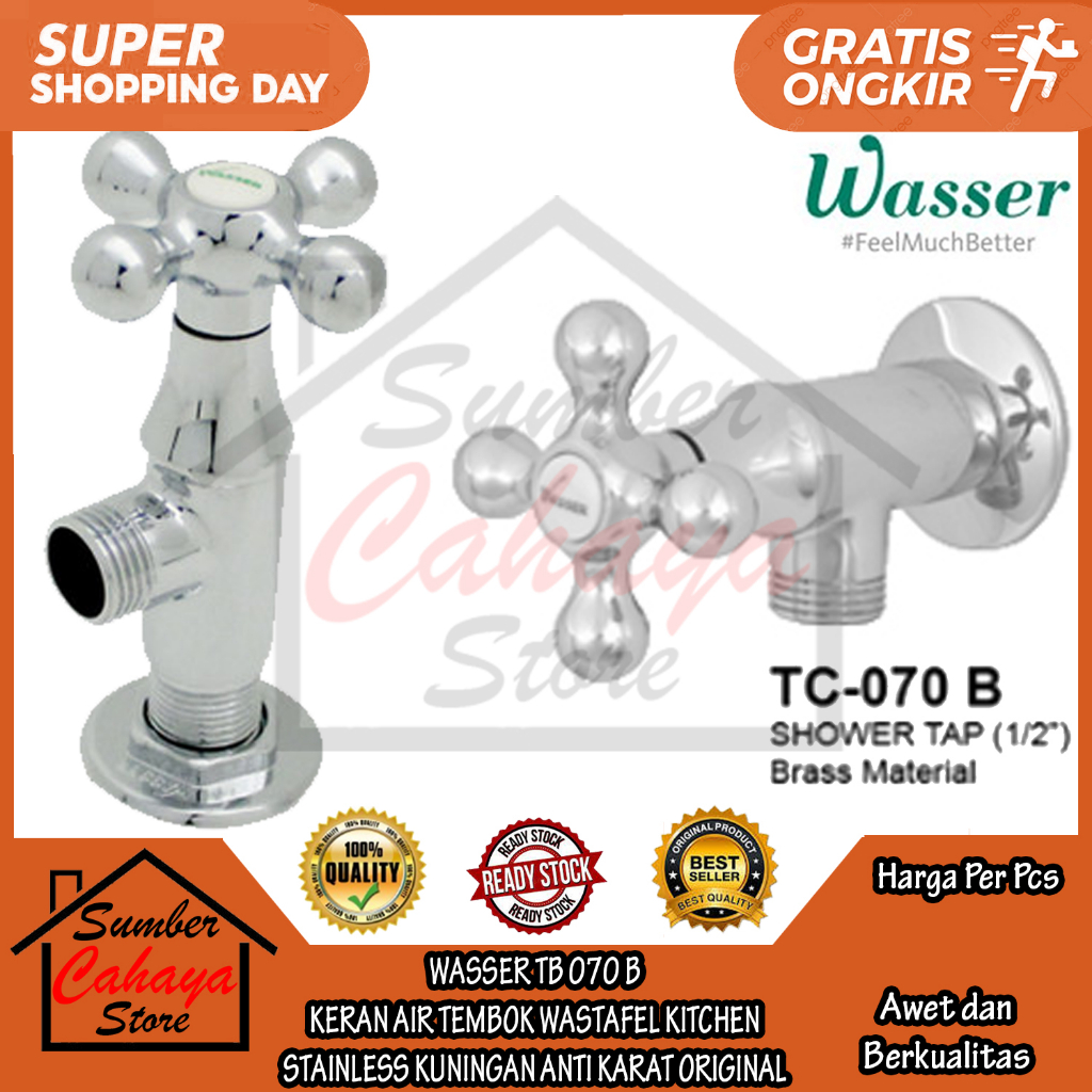 Jual Wasser TC 070 Stop Kran Air Valve Jet Shower Tap Cross Keran ...