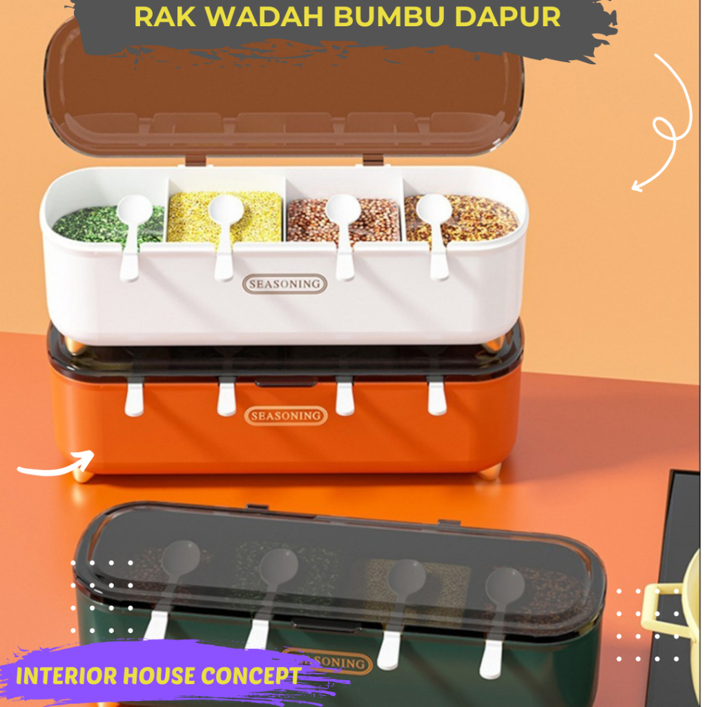 Jual Wadah Bumbu Bubuk Sekat Rak Bumbu Dapur Tempat Garam Merica Gula ...