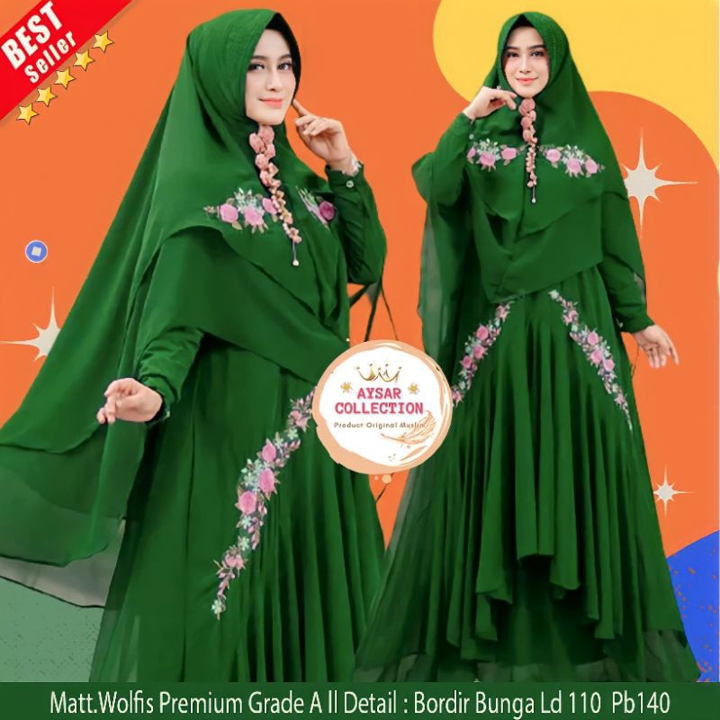 Jual COD Termurah Gamis NOVA SYARI set Khimar 2 Layer mix Bordir Pakaian Muslim Wanita Dress ...