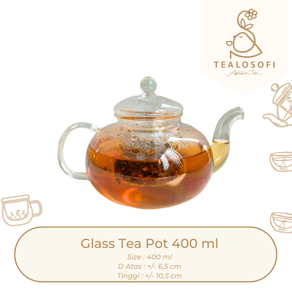 Jual Glass Teapot 400 ml - Teko Kaca Teh - Tealosofi Tea | Shopee Indonesia
