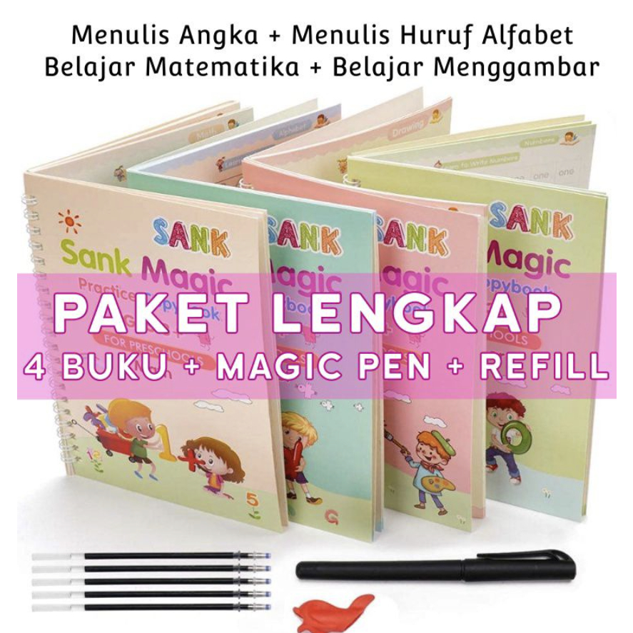 Jual Buku Belajar Menulis Huruf Dan Angka Gratis Puplen Ajaib & Refill ...