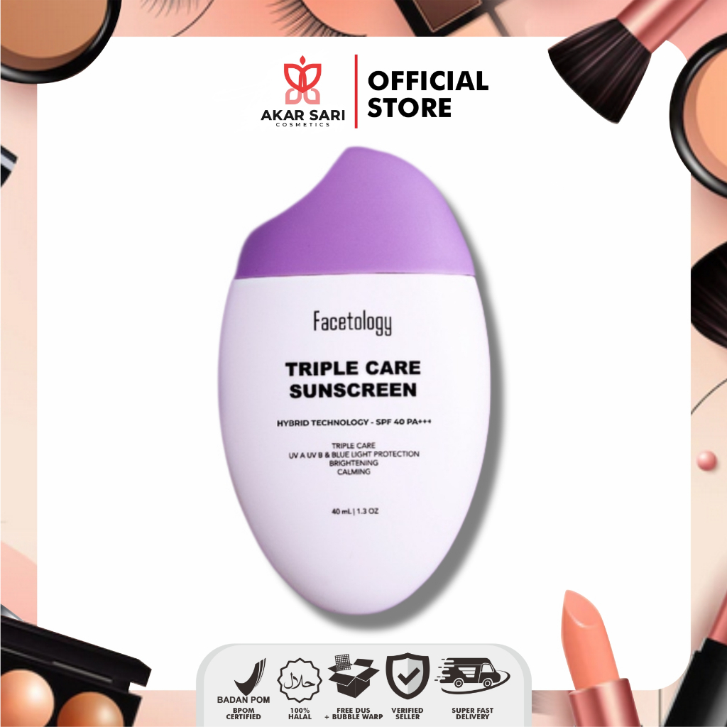 Jual FACETOLOGY TRIPLE CARE SUNSCREEN SPF 40 PA+++ - 40ml | Shopee ...