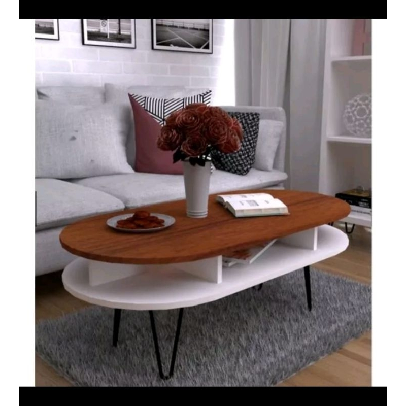 Jual Coffee Table Meja Ruang Tamu Mininalis Modern 2 Tingkat Serbaguna ...