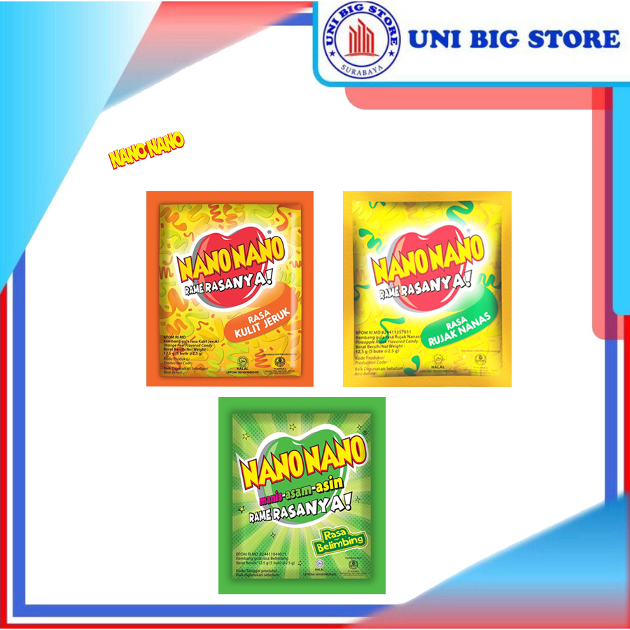 Jual Nano Nano Permen Rujak Nanas | Kulit Jeruk | Belimbing 12,5 gr ...