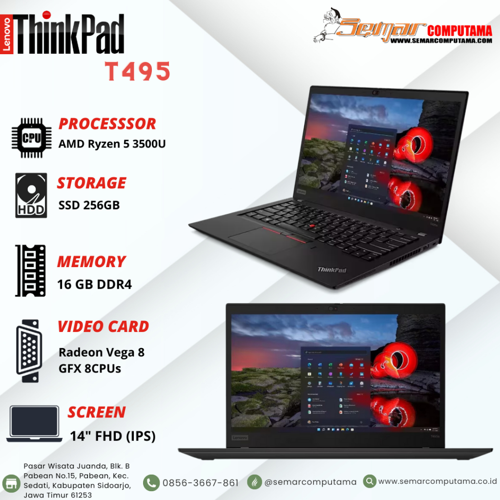 Jual Lenovo Thinkpad T495 AMD Ryzen 5 Pro 3500U RAM16 SSD MURAH ...