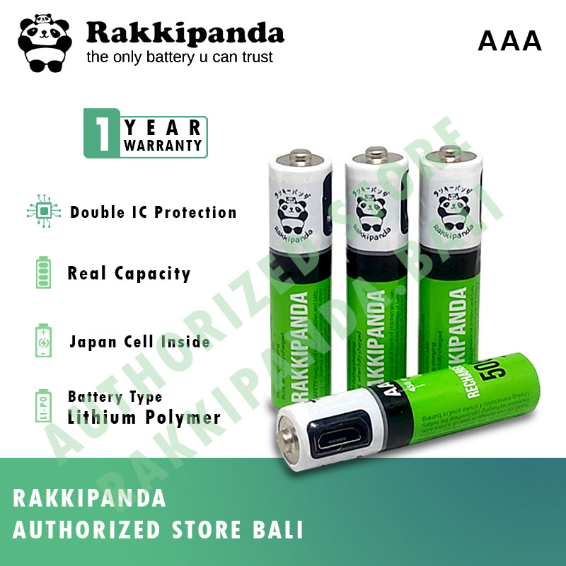 Jual Baterai RakkiPanda Cas isi Ulang AAA isi 4 Pcs 1.2V Micro USB ...