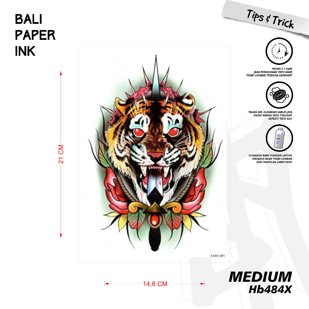 Jual Bali Paper Ink HB484X Harimau Tatto Temporary Basic Tato Temporer ...