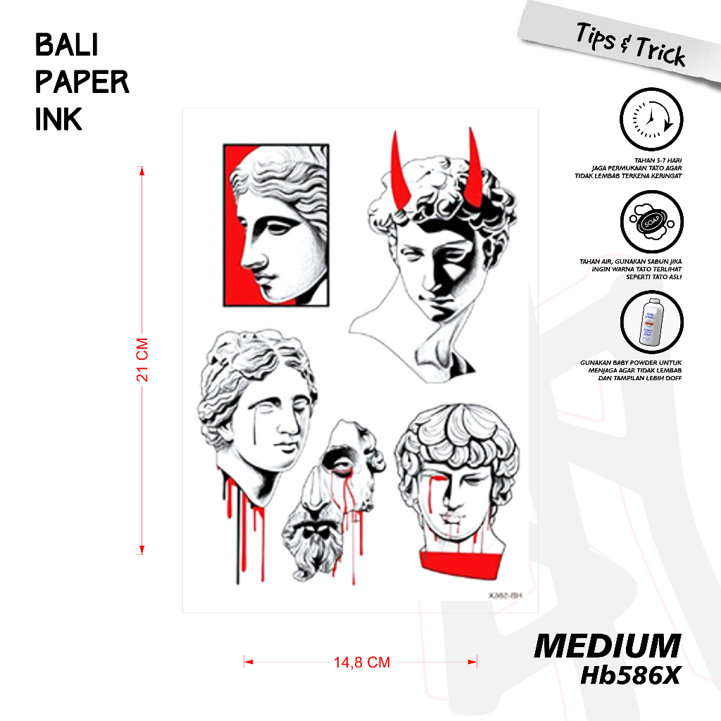 Jual HB586X Yunani Oldschool Tato Temporer Basic Bali Paper Ink ...