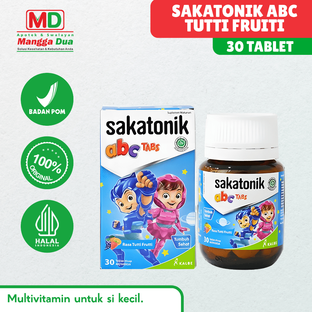 Jual TABLET HISAP MULTIVITAMIN SAKATONIK ABC TUTTI FRUTTI 30 TABLET ...