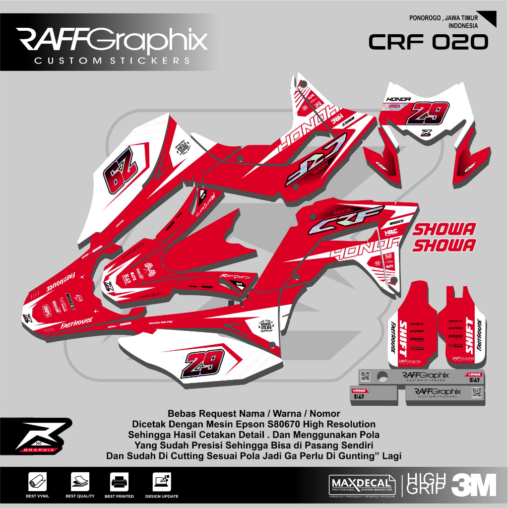 Jual DECAL CRF 150 MERAH PUTIH / CUSTOM FULL DECAL CRF 150 / CRF ...
