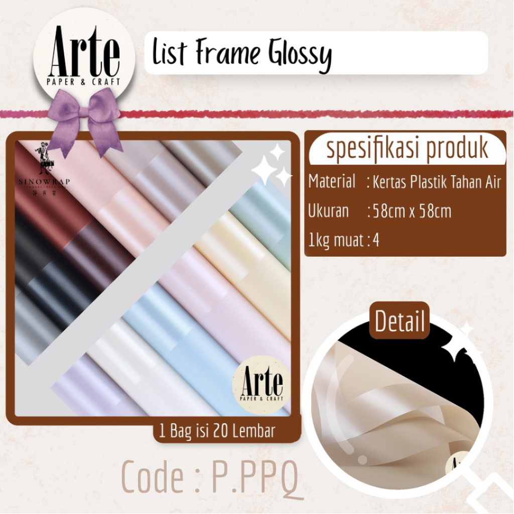 Jual 20 Lembar List Frame Bingkai Glossy Kertas Buket Korea Bunga ...
