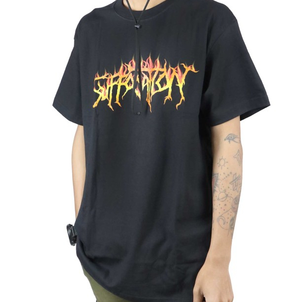Jual TSHIRT SUFFOCATION - FIRE LOGO BLACK | Shopee Indonesia