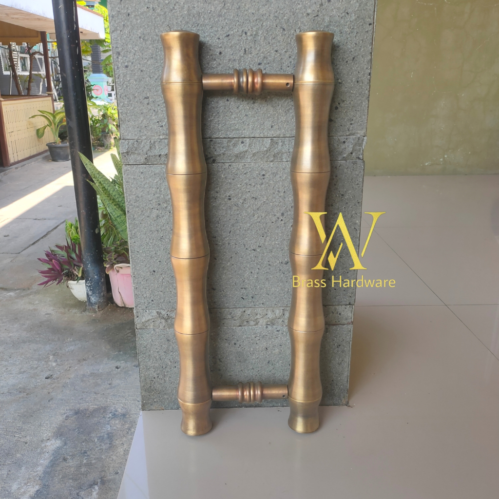 Jual Handle Pintu Rumah Kuningan Antik Motif Bambu Kuning 50 cm 2 pcs ...