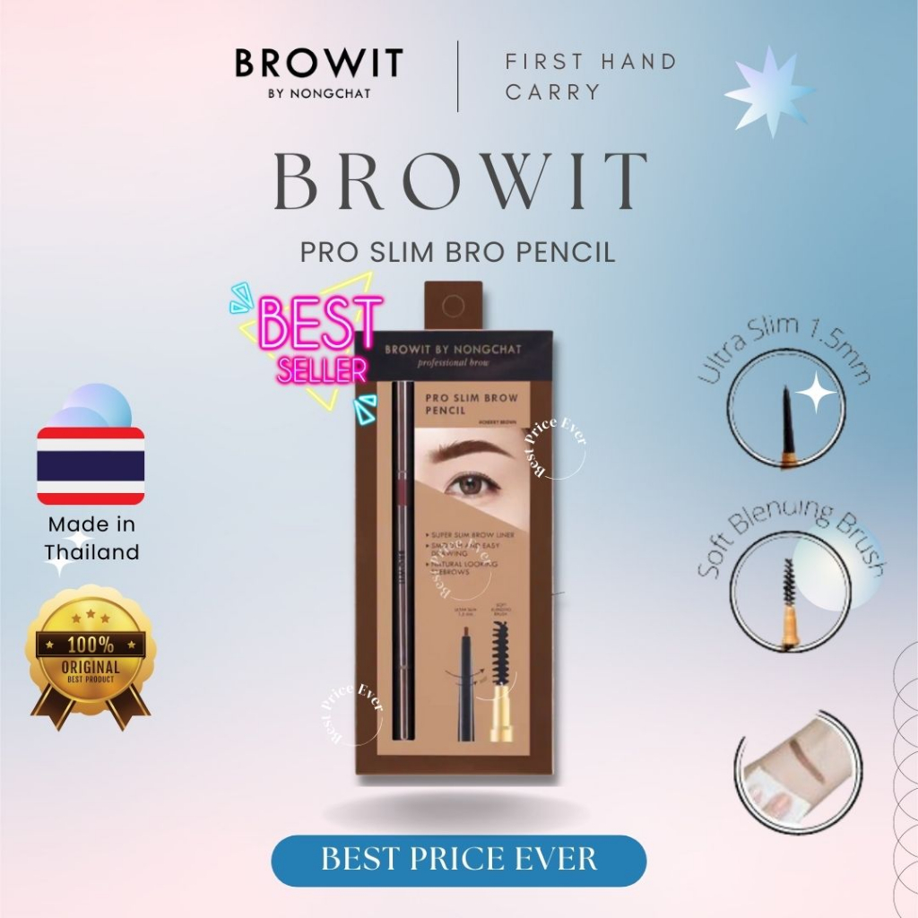 Jual [ BROWIT by Nongchat ] Pro Slim Brow Pencil # Cherry Brown ...