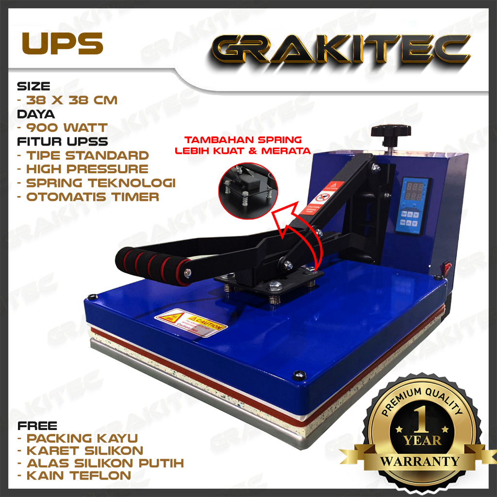 Jual Mesin Press Sablon Kaos 38x38 900 Watt Heat Press HIGH PRESSURE ...