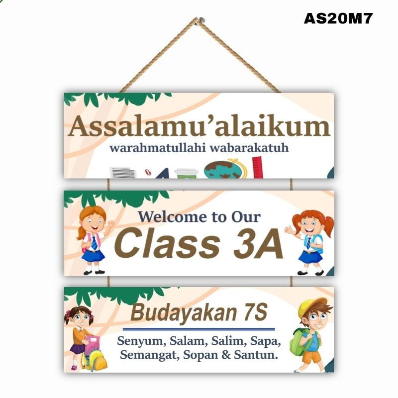 Jual COD ☑️ Hiasan gantungan dinding BIG SIZE 30x30 cm Ruang Kelas wall decor Assalamu'alaikum ...