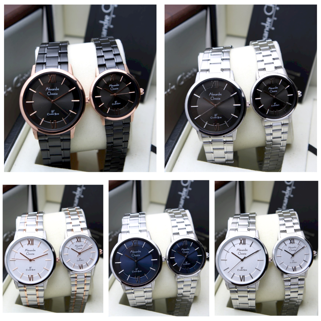 Jual Jam Tangan Couple Alexandre Christie AC 8689 Original - Stainless ...
