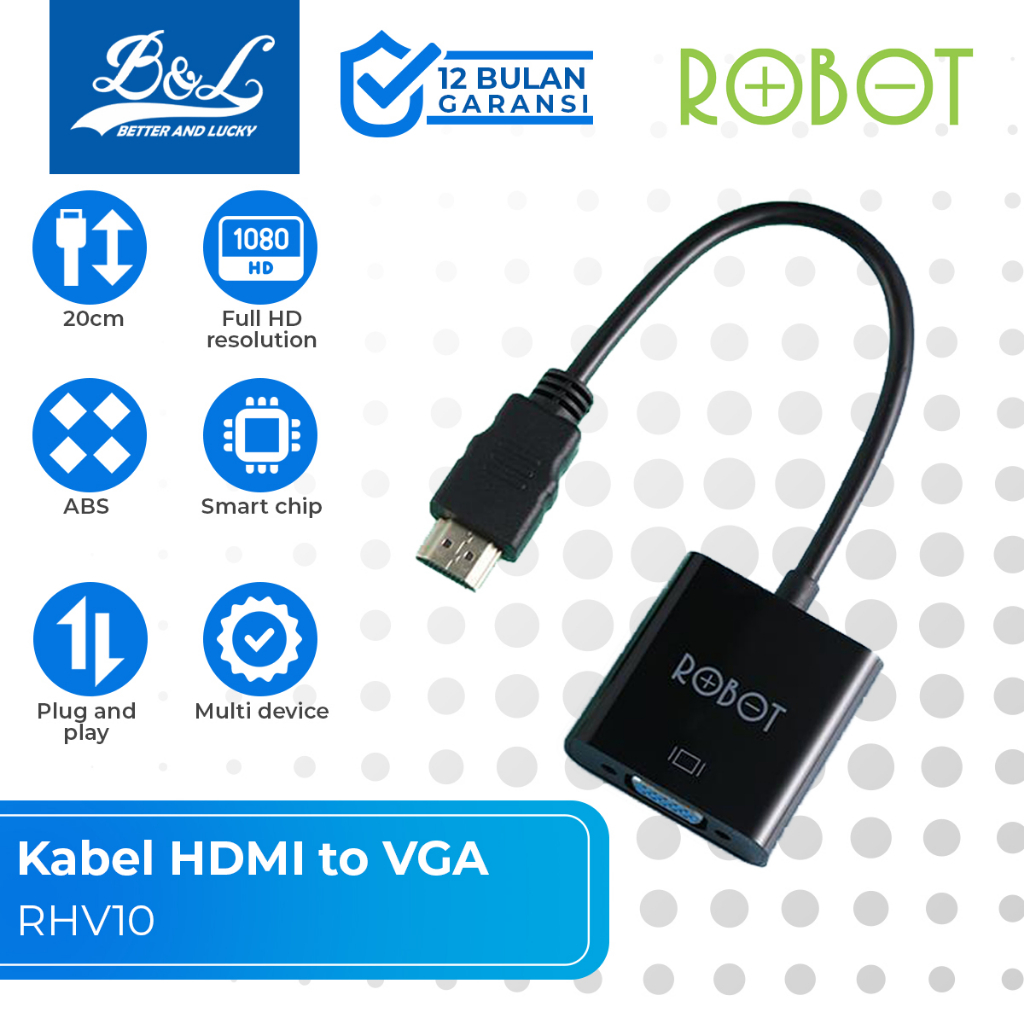 Jual ROBOT RHV10 Kabel Male HDMI to VGA Female Adapter Full HD 1080p ...