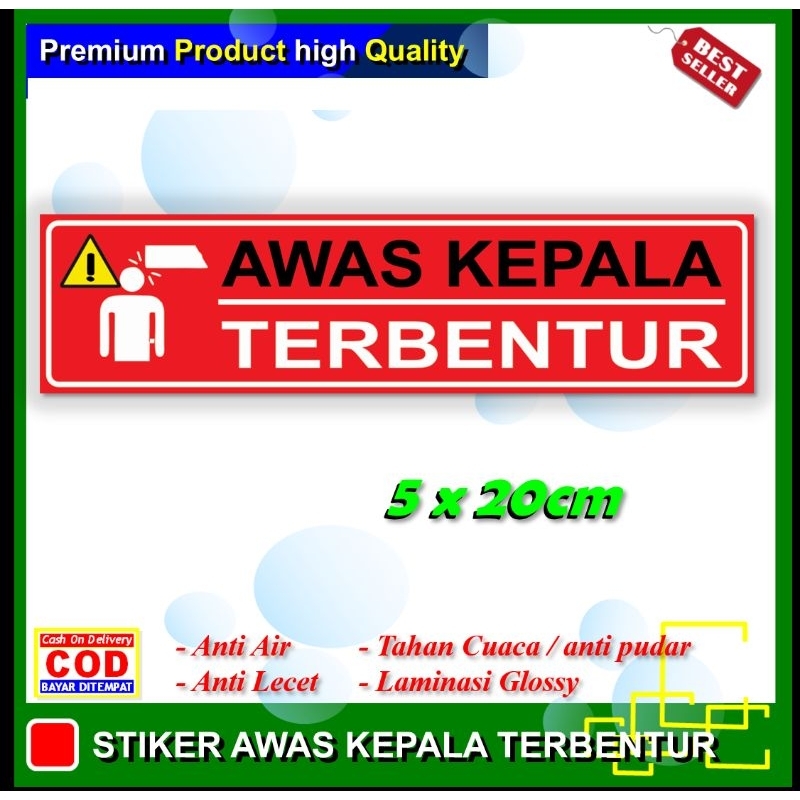 Jual Stiker awas kepala terbentur sticker ketertiban keamanan ...