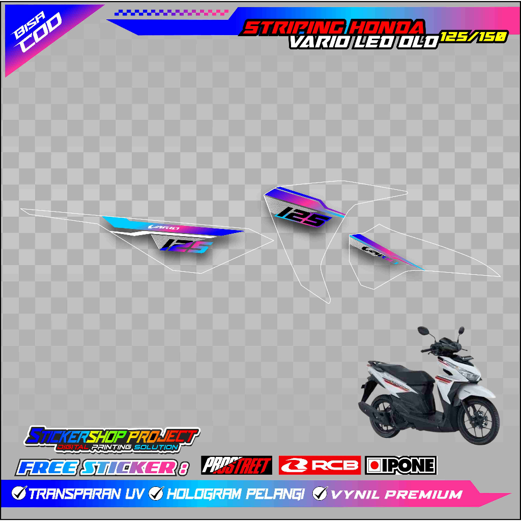 Jual STRIPING VARIASI HONDA VARIO 125 & 150 LED OLD / STICKER MOTOR HONDA VARIO 125 & 150 ...