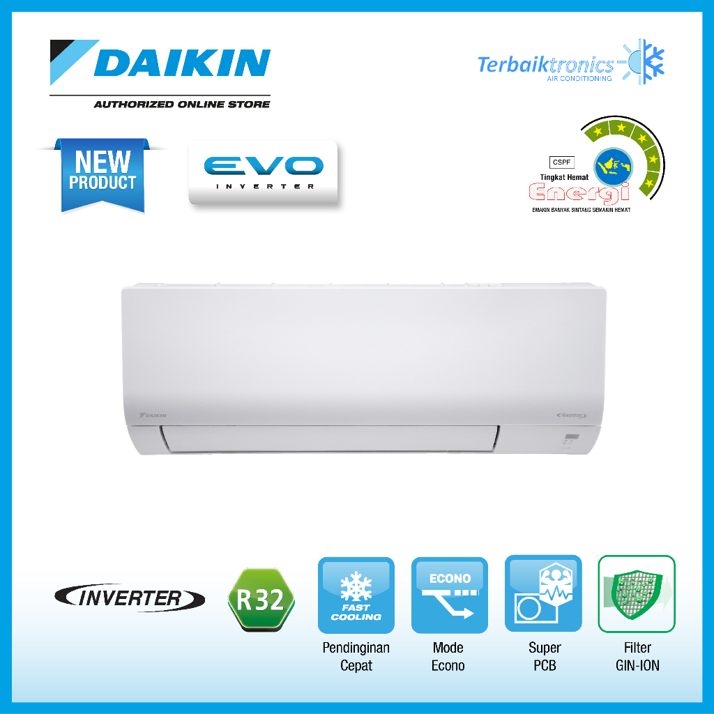 Jual AC Daikin EVO Inverter 1 PK R32 FTKF25AV14 / FTKF 25 AV14 | Shopee ...