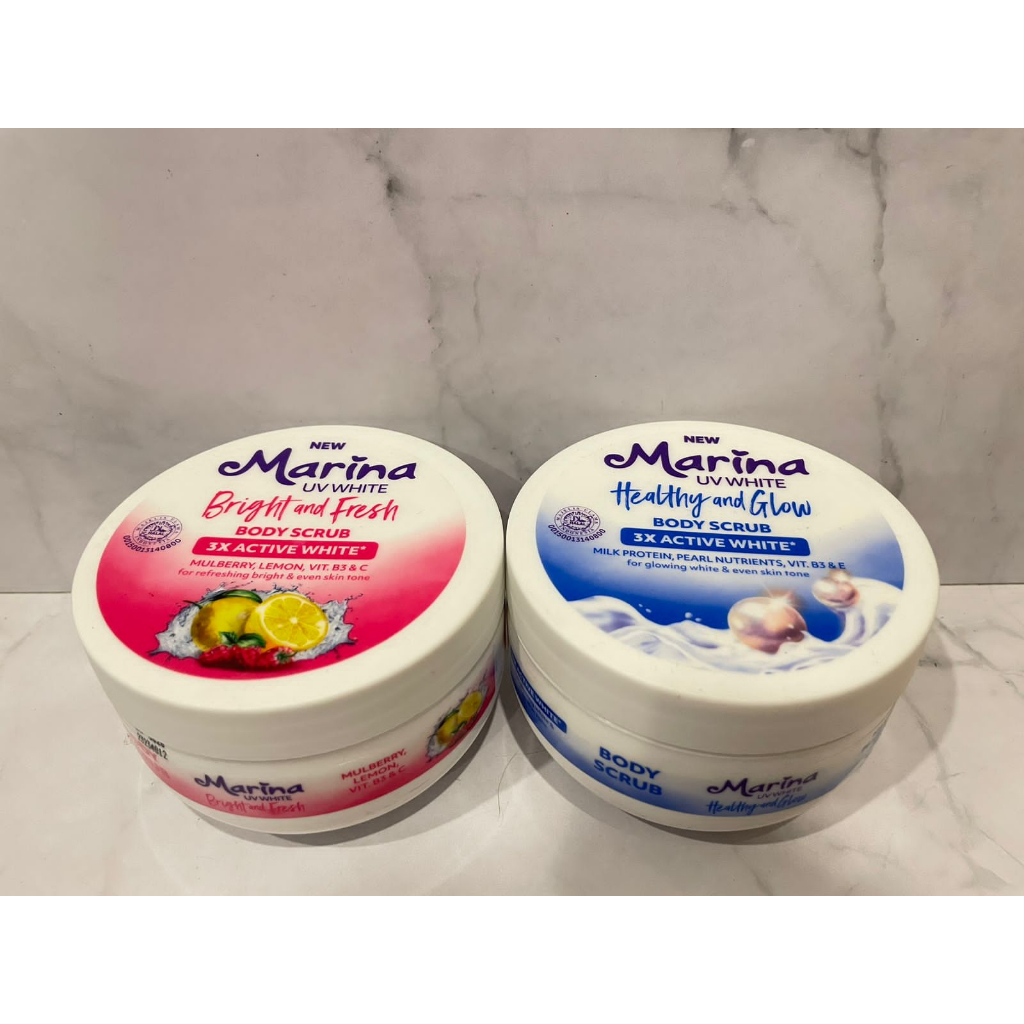Jual LULUR MANDI/ MARINA UV WHITE BRIGHT & FRESH BODY SCRUB/ MARINA UV ...