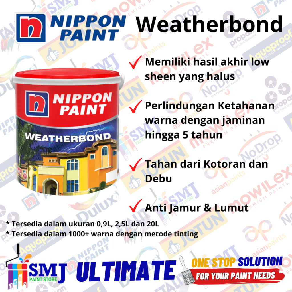 Jual Cat Tembok Eksterior NIPPON PAINT WEATHERBOND Warna Tinting 20L ...