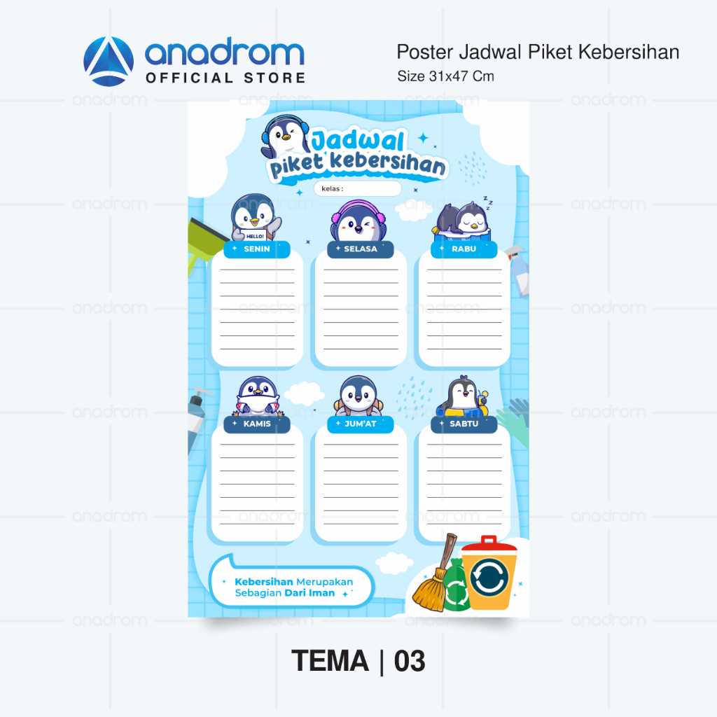 Jual Poster Jadwal Piket Kebersihan Kelas | Poster Piket Kelas | Poster ...