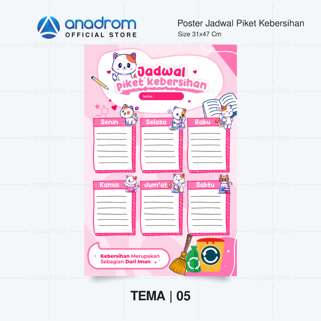 Jual Poster Jadwal Piket Kebersihan Kelas | Poster Piket Kelas | Poster ...