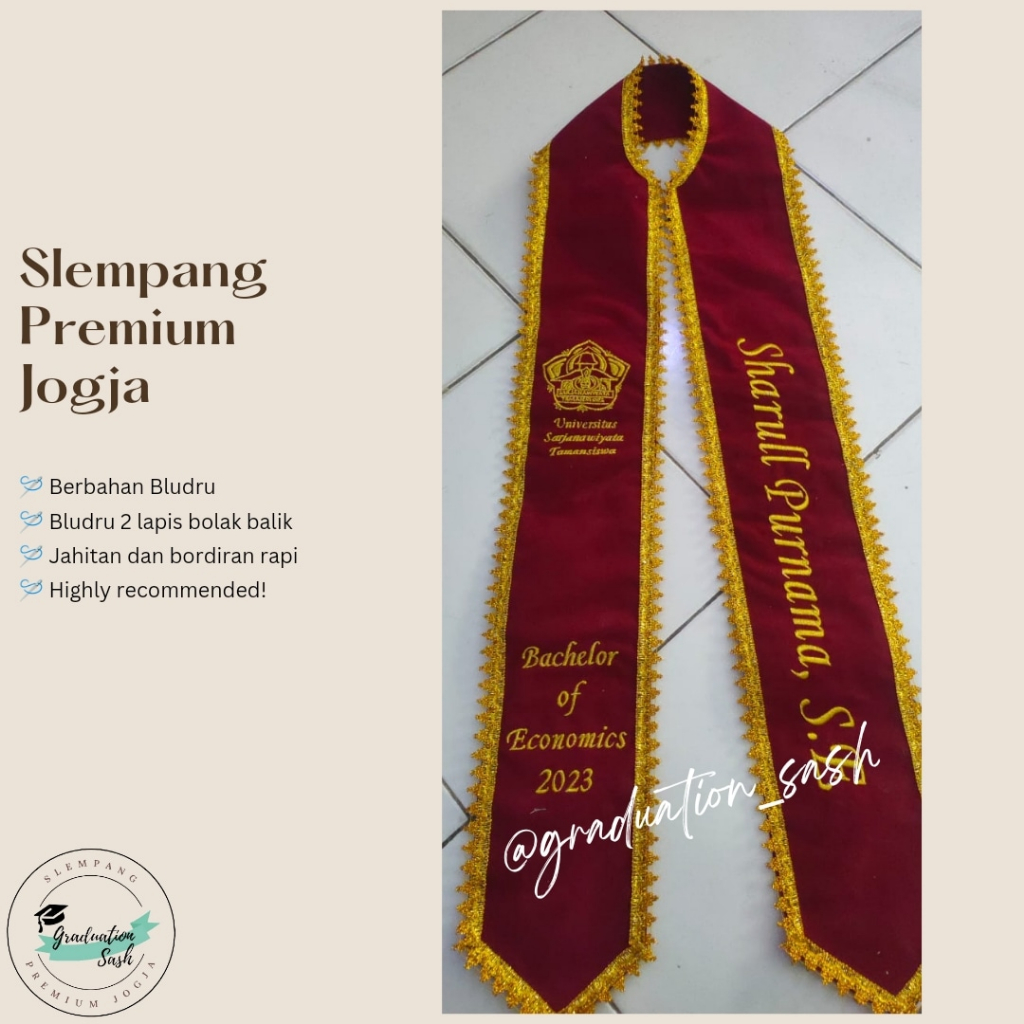Jual Selempang Leher Renda (1 sisi vertikal + 1 logo monokrom) | Shopee ...