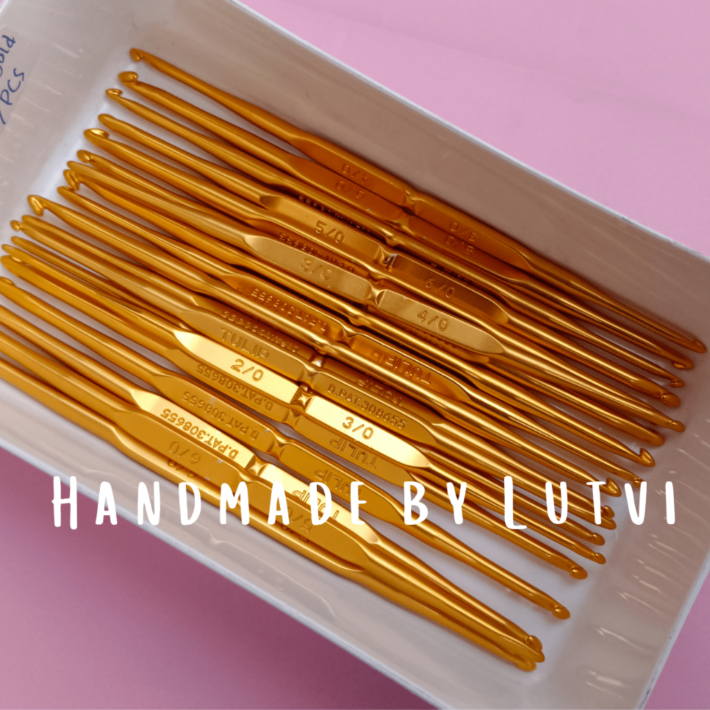 Jual 1 pcs Hakpen tulip gold | crochet hook | jarum rajut | bahan rajut ...