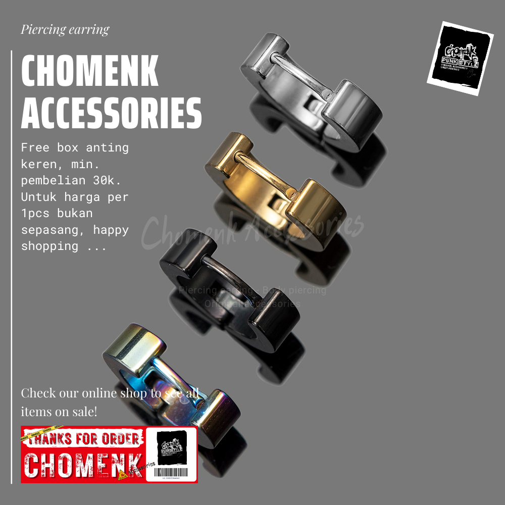 Jual Piercing earring anting tindik titanium hitam-silver-pelangi(kecil ...