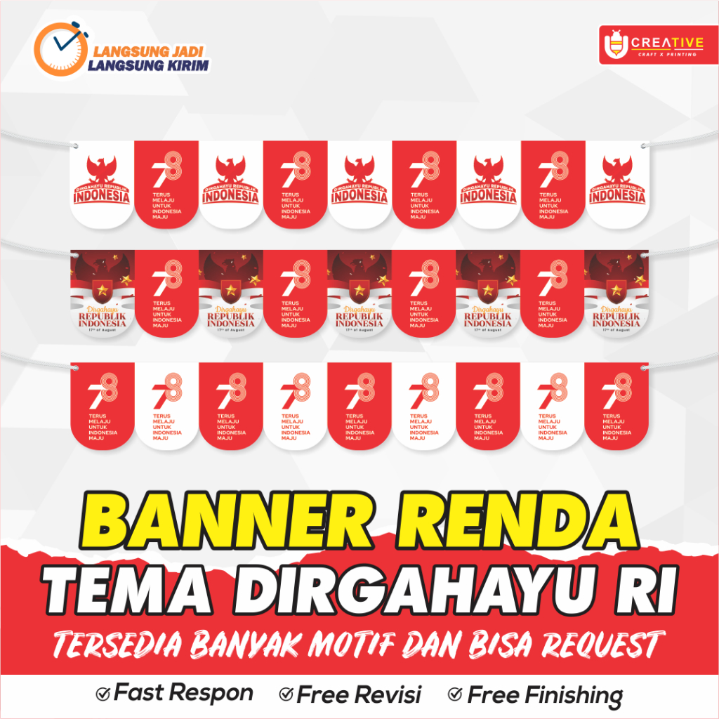 Jual Banner / Spanduk Flag Renda Tema Dirgahayu Republik Indonesia / HUT RI (Fast Respon, Free ...