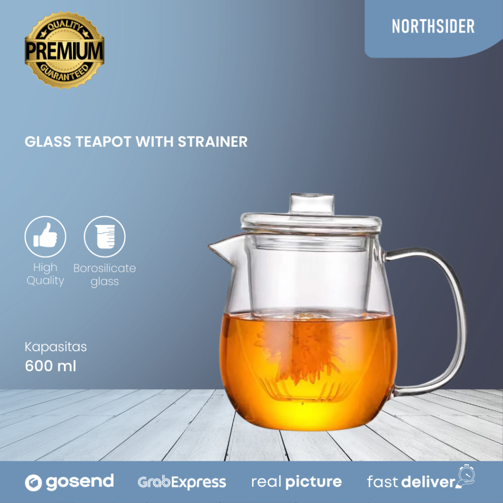 Jual Glass infuser teapot 600ml | teko teh saringan kaca | Shopee Indonesia