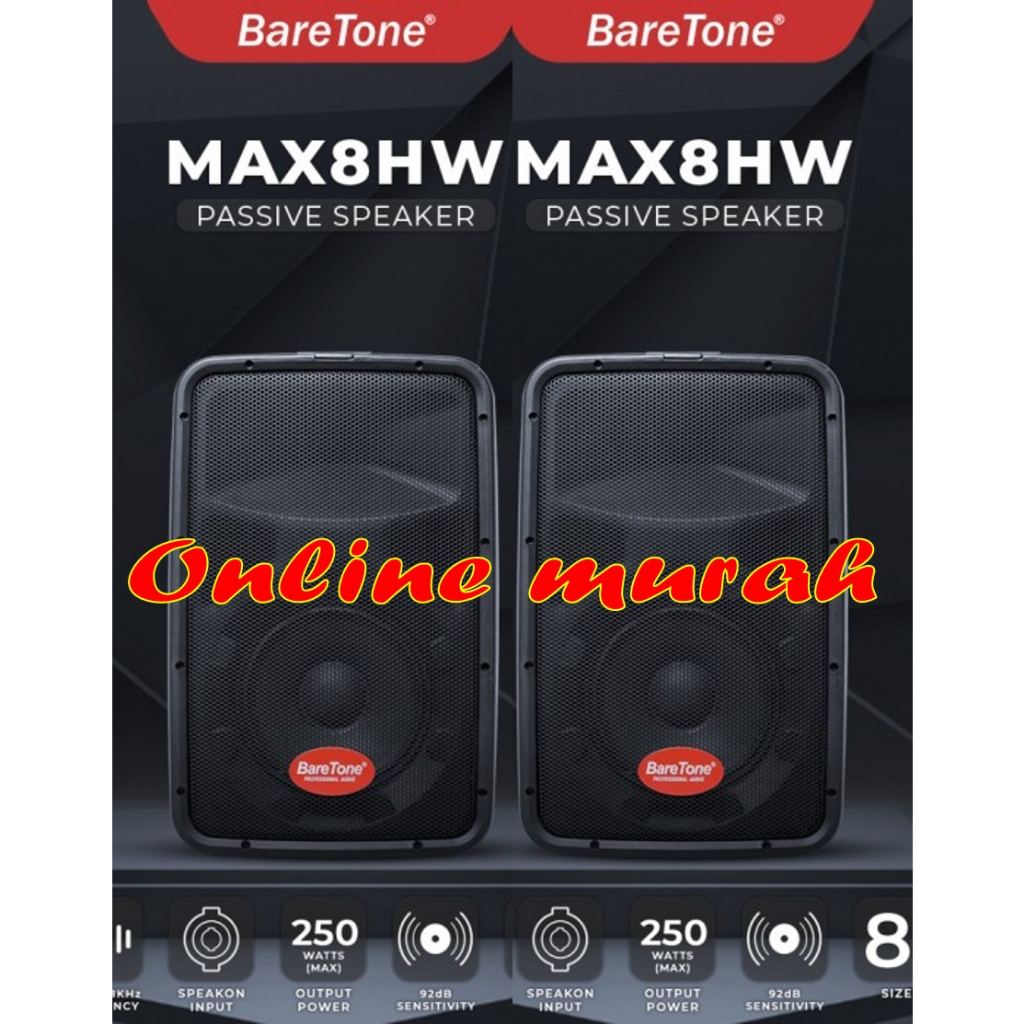 Jual speaker pasif baretone max 8 hw / max8 hw / max 8hw 8 inch 2 buah | Shopee Indonesia