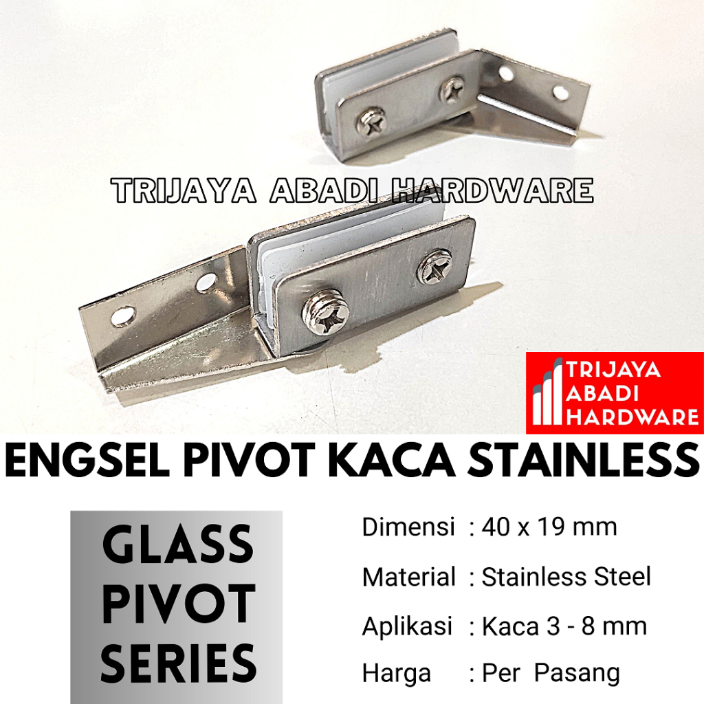 Jual 2x Engsel Pivot Kaca Jepit Stainless 40 mm Pintu Kaca Lemari ...
