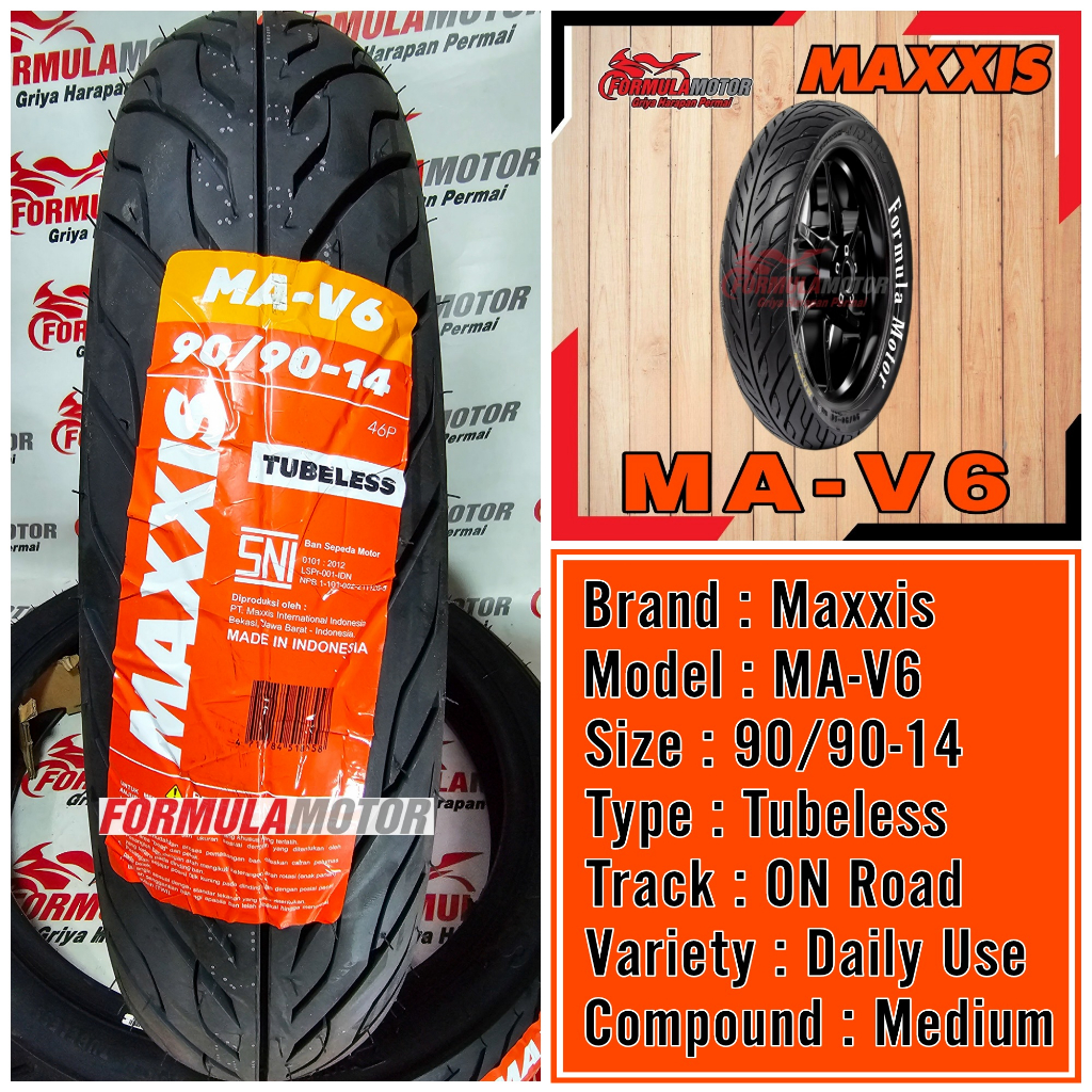 Jual 90/90-14 Ban Maxxis MA-V6 Ring 14 Tubeless (Wet Grip) Ban Belakang ...