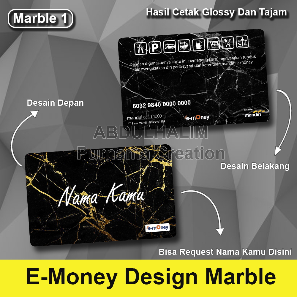 Jual Kartu Emoney / Etoll / Flazz Custom 2 sisi Desain Marble Marmer Glossy | Shopee Indonesia
