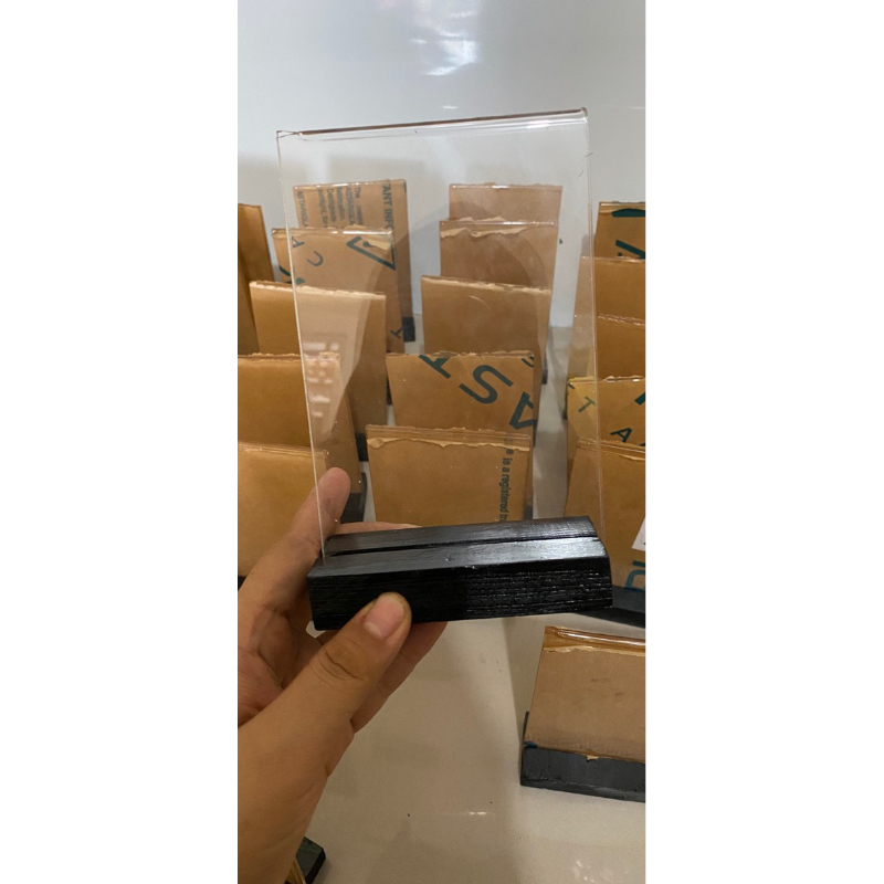 Jual acrylic standing A6 15X10 nomor meja cafe /tempat QRIS / tempat ...