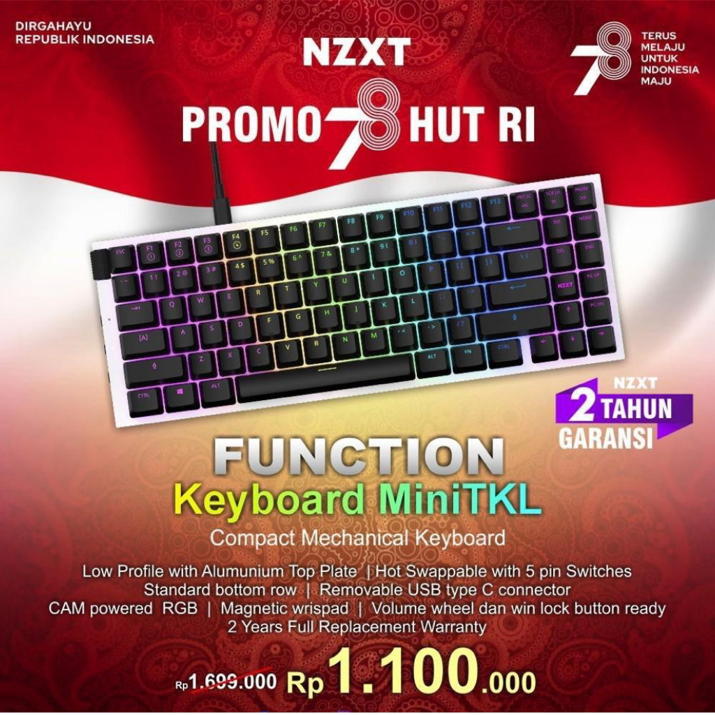 Jual NZXT Function MiniTKL | Compact Mechanical Keyboard | Shopee Indonesia